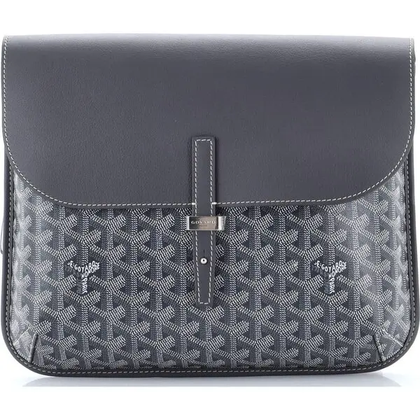 GOYARD Coursier Messenger Bag Coated Canvas And Leather - Gray