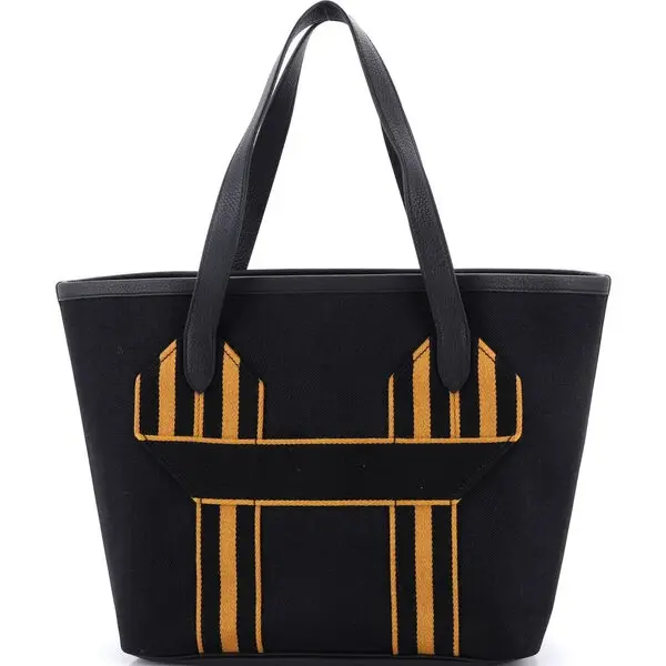 HERMES Pursangle Tote Canvas With Leather