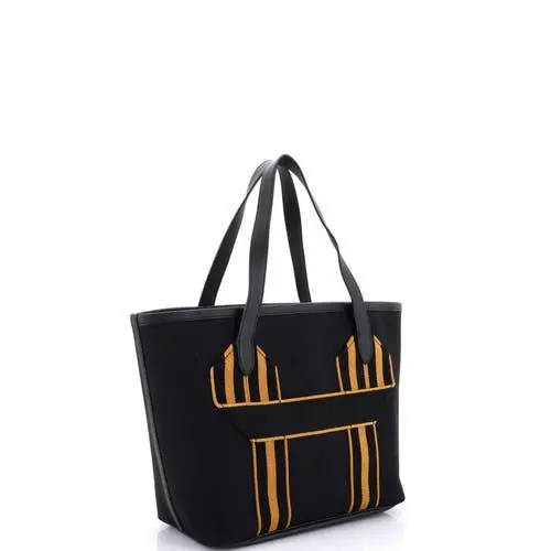 HERMES Pursangle Tote Canvas With Leather