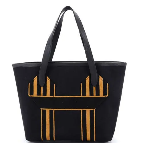 Hermès Pursangle Tote Canvas With Leather - Noir