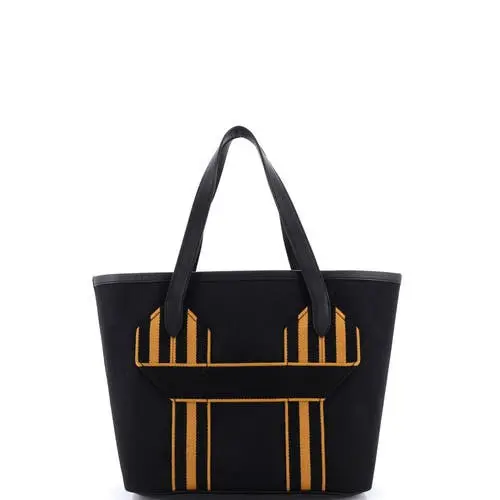 Hermès Pursangle Tote Canvas With Leather - Noir