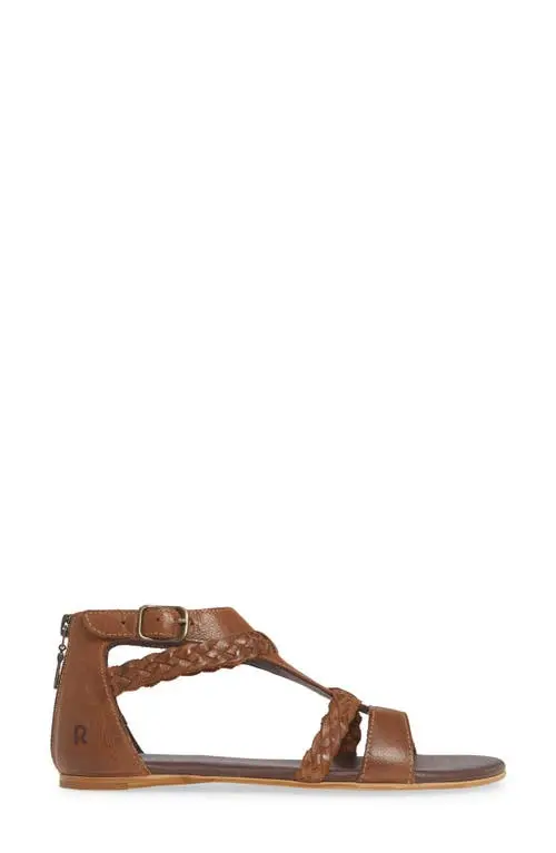 ROAN Posey Braided V-strap Sandal - Tan Leather