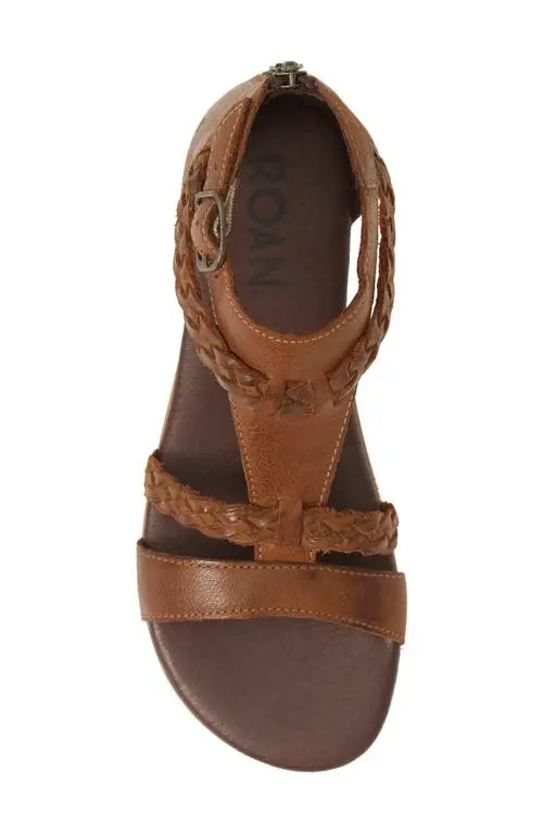 ROAN Posey Braided V-strap Sandal - Tan Leather