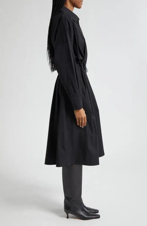 Staud Chi Midi Shirtdress - Black