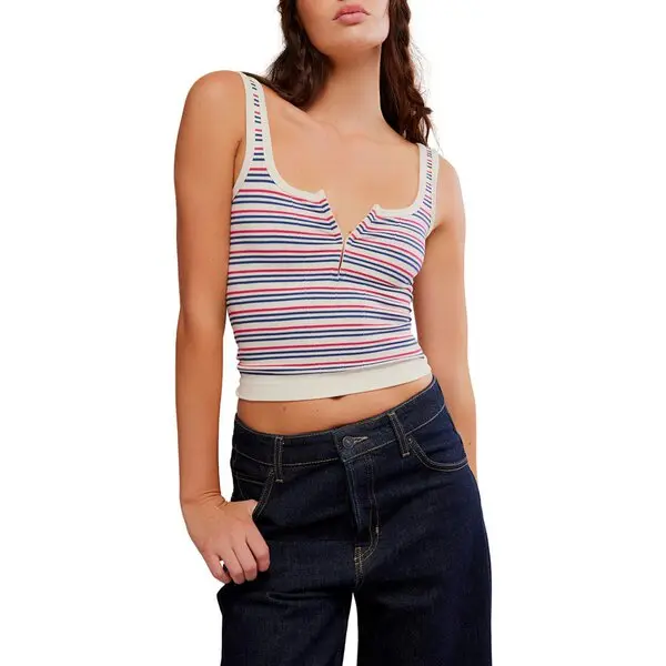 Free People Simply Soft Stripe Tank - Peri Combo