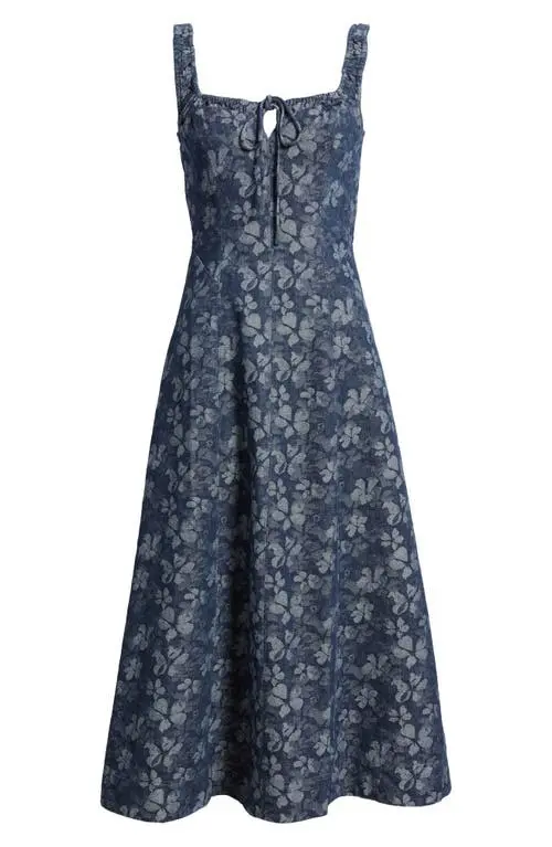 moon river denim midi dress Buy Moon River Floral Denim Midi Dress - Indigo At 50% Off