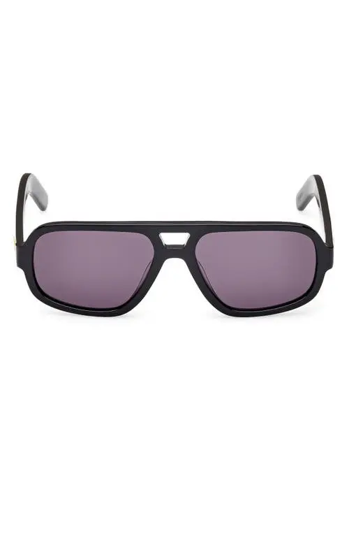 Adidas 55mm Navigator Sunglasses - Shiny Black/smoke