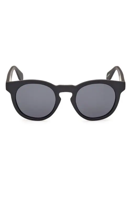 Adidas 48mm Round Frame Sunglasses - Matte Black/smoke