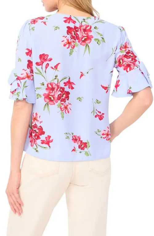 CECE DUPRAZ Floral Bow-sleeve Button-up Top - Windsurfer