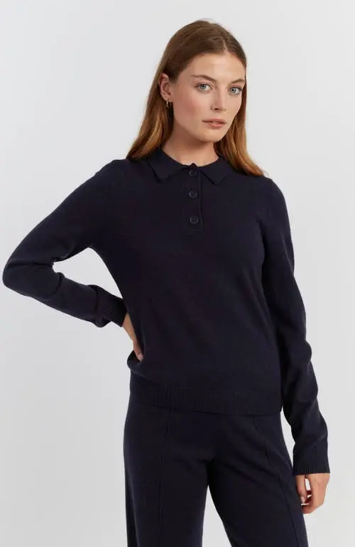 Chinti & Parker Wool Cashmere Polo Sweater - Navy