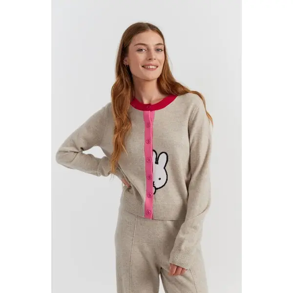 Chinti & Parker Miffy Peek-placket Wool-cashmere Cardigan - Soft Oat