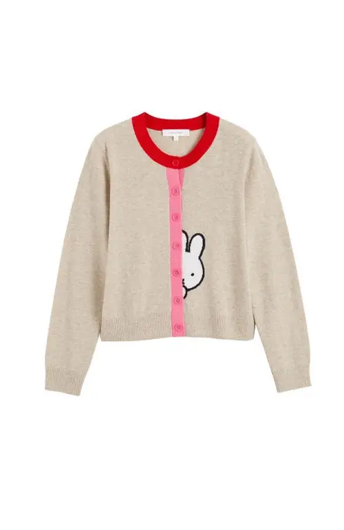 Chinti & Parker Miffy Peek-placket Wool-cashmere Cardigan - Soft Oat
