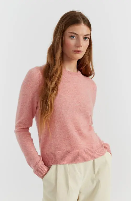 Chinti & Parker Cloud Cashmere Cropped Sweater - Pink Marl
