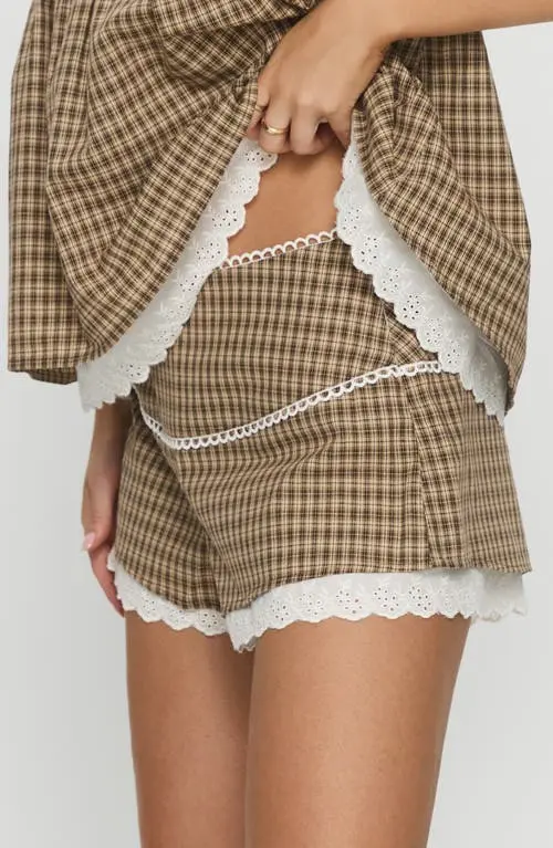 Princess Polly Chandelier Check Print Shorts