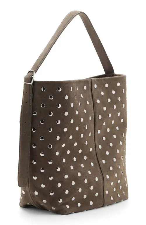 Mango Studded Suede Bucket Bag