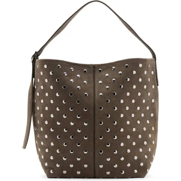 Mango Studded Suede Bucket Bag