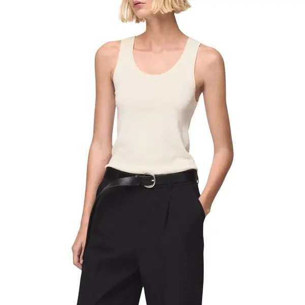 Mango Wool & Cotton Sweater Tank - Ecru