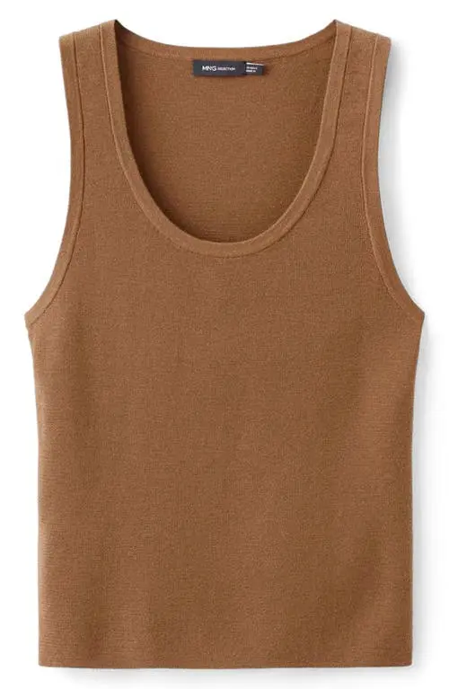 Mango Wool & Cotton Sweater Tank - Tobacco Brown