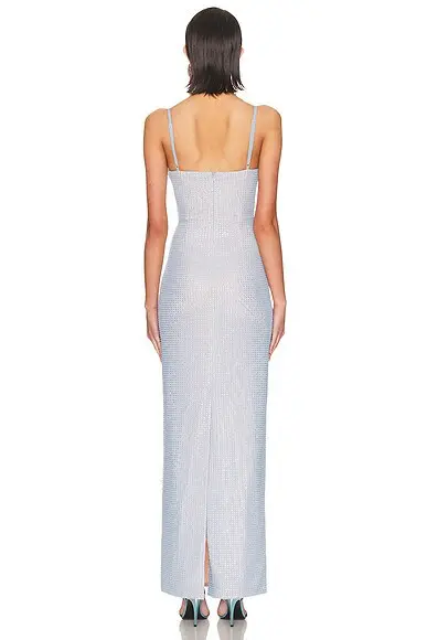 AREA Crystal Hotfix Gown - Sky Blue
