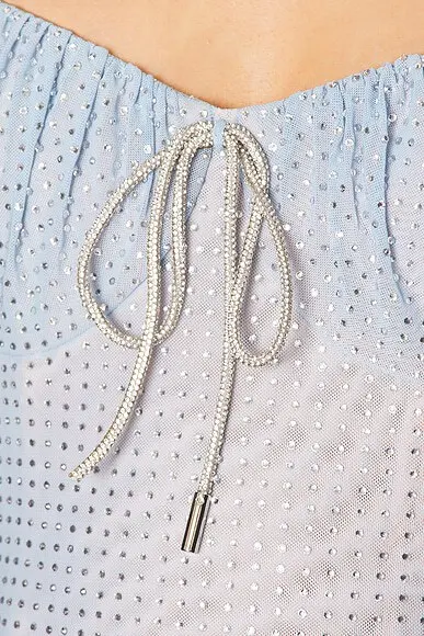 AREA Crystal Hotfix Gown - Sky Blue