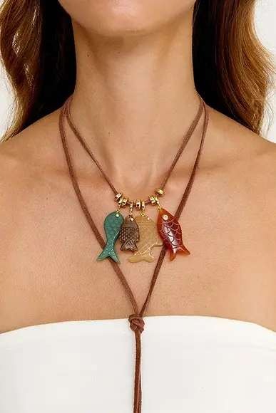Éliou Fish Charm Wrap Necklace - Multi Color