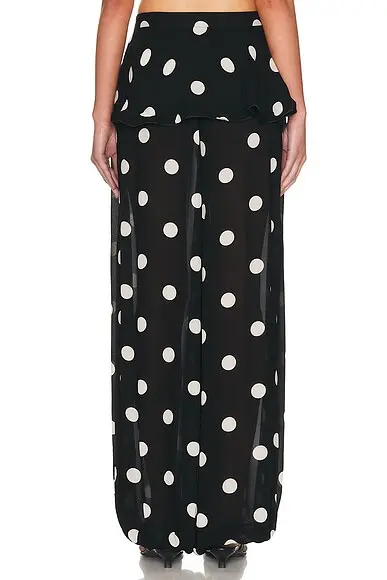ADRIANA DEGREAS Polka Dot Peplum Wide Leg Pants - Black