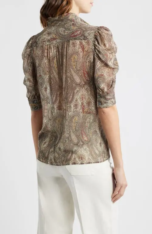 FRAME The Gillian Paisley Silk Shirt - Ecru Multi