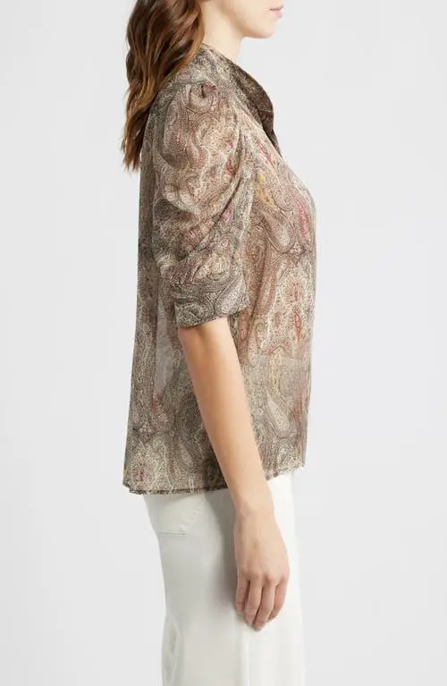 FRAME The Gillian Paisley Silk Shirt - Ecru Multi