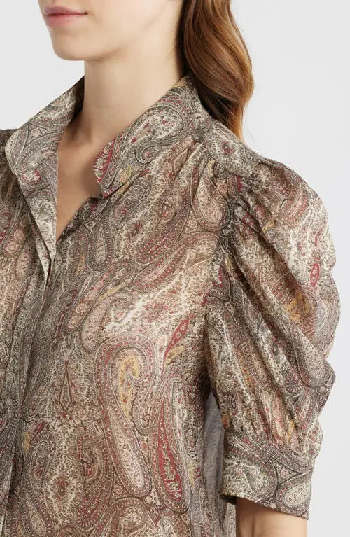 FRAME The Gillian Paisley Silk Shirt - Ecru Multi