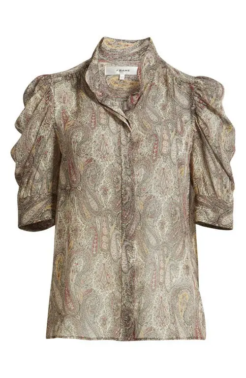 FRAME The Gillian Paisley Silk Shirt - Ecru Multi