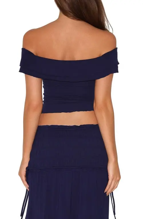 TIGER MIST Off-the-shoulder Polka Dot Top - Navy