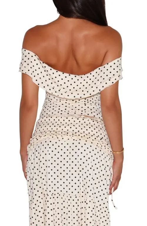 TIGER MIST Off-the-shoulder Polka Dot Top