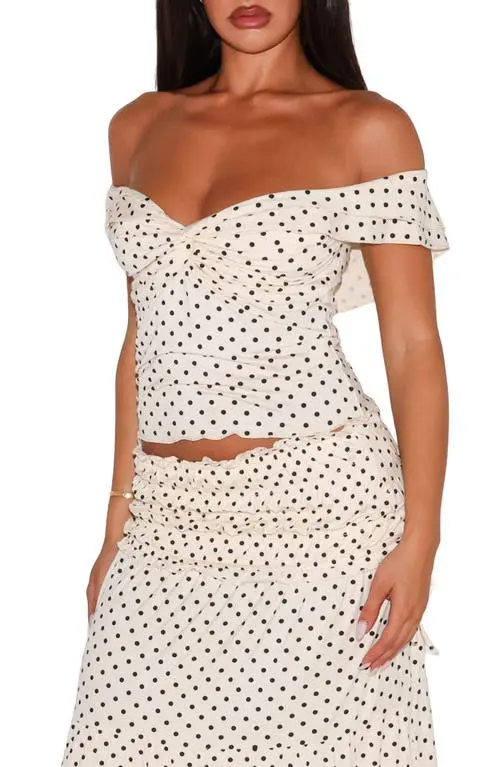 TIGER MIST Off-the-shoulder Polka Dot Top