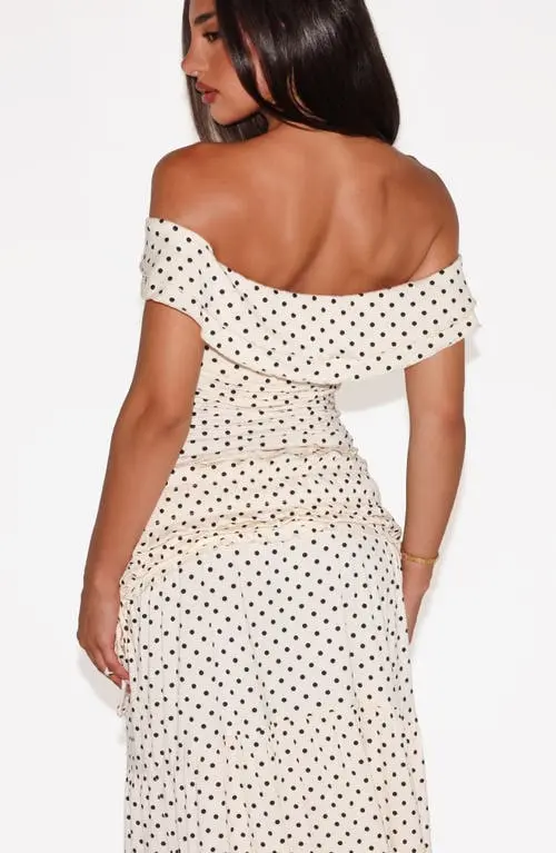 TIGER MIST Off-the-shoulder Polka Dot Top