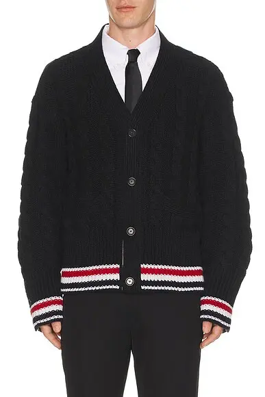 Thom Browne Baby Cable V Neck Cardigan
