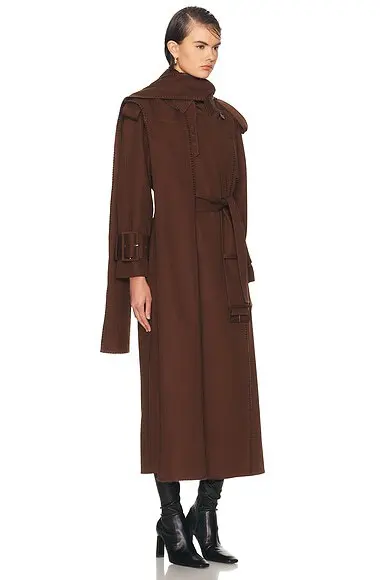 MIMCHIK Hooded Scarf Trench Coat