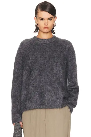 LISA YANG Natalia Brushed Cashmere Sweater - Graphite Brushed