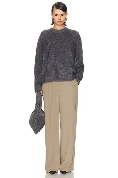 LISA YANG Natalia Brushed Cashmere Sweater - Graphite Brushed