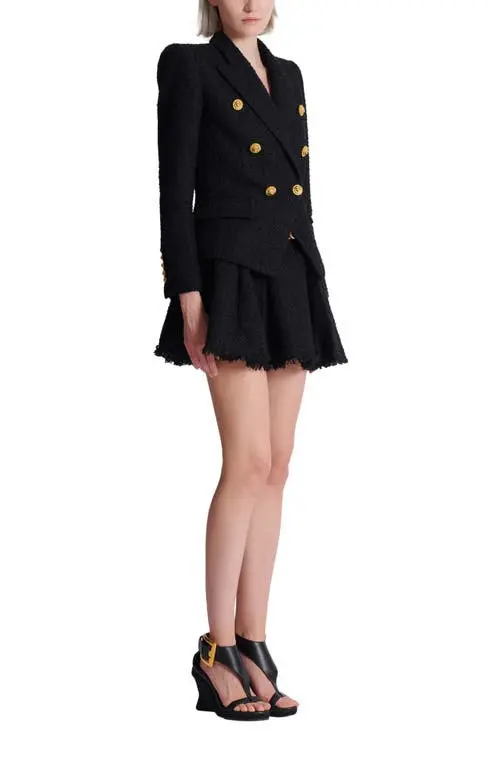 Balmain 6-button Tweed Jacket - Black
