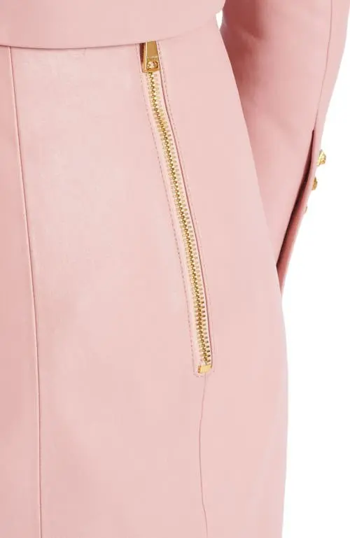 Balmain Short Lambskin Skirt With Decorative Buttons - Pink