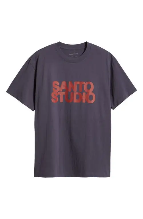 SANTO STUDIO Bold Logo Cotton Graphic T-shirt - Blue
