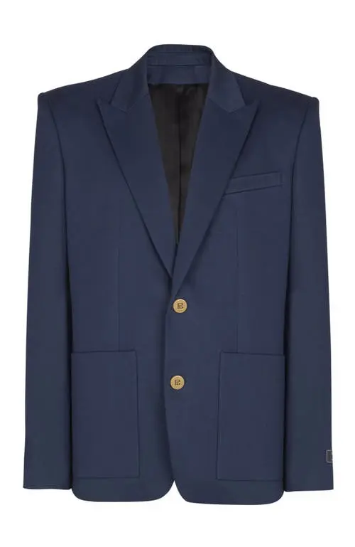 Balmain Cotton Twill 2-button Blazer - Navy