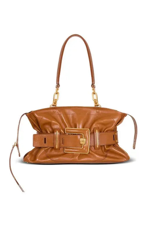 Balmain Calfskin Leather Anthem Bag - Brown
