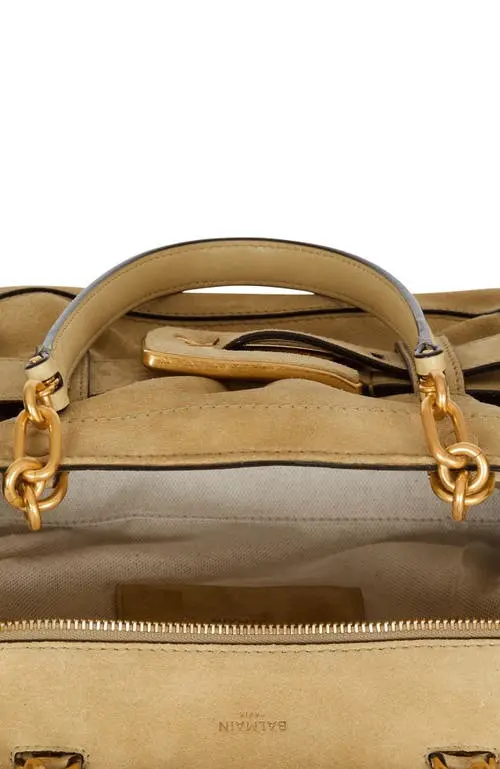 Balmain Suede Anthem Bag - Beige