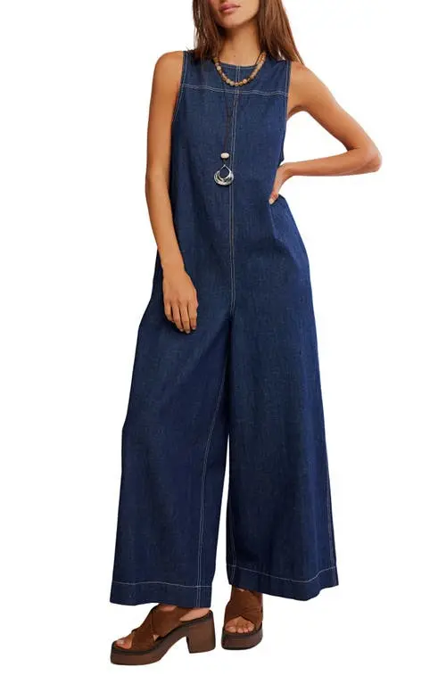 Free People Do No Wrong Denim Jumpsuit - Chemisty