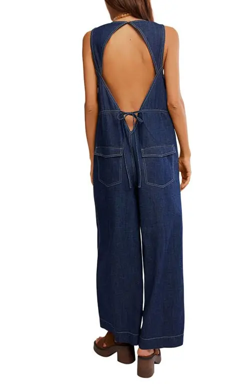 Free People Do No Wrong Denim Jumpsuit