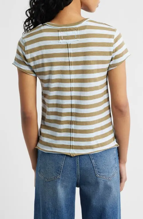 Free People Nora Stripe Linen & Cotton T-shirt - Green Combo