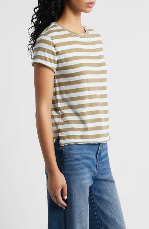 Free People Nora Stripe Linen & Cotton T-shirt - Green Combo