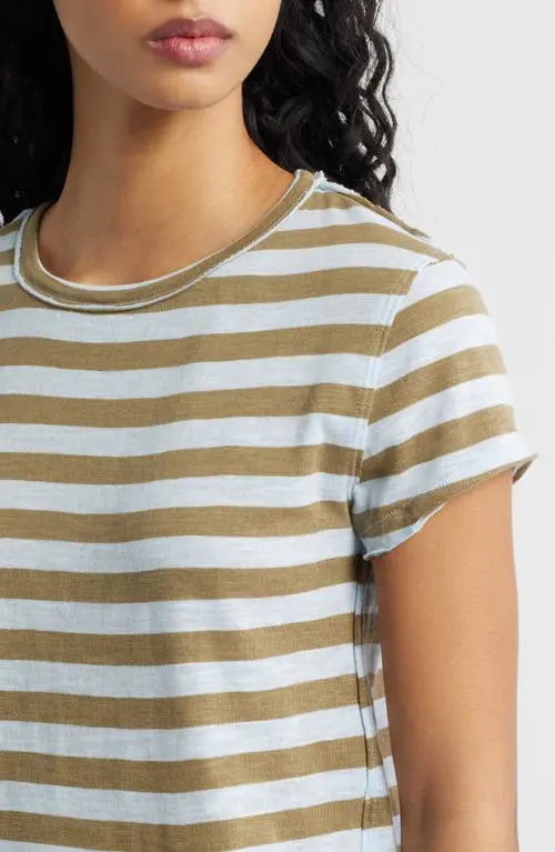 Free People Nora Stripe Linen & Cotton T-shirt - Green Combo