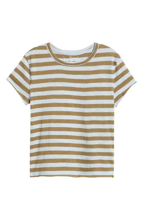 Free People Nora Stripe Linen & Cotton T-shirt - Green Combo